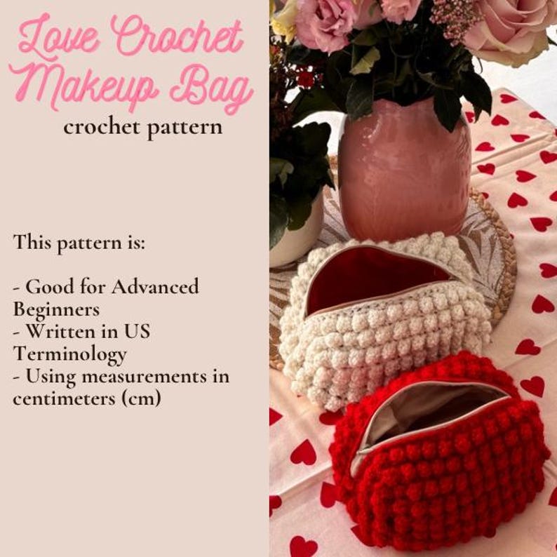 Love Crochet Makeup Bag Crochet Pattern - Etsy