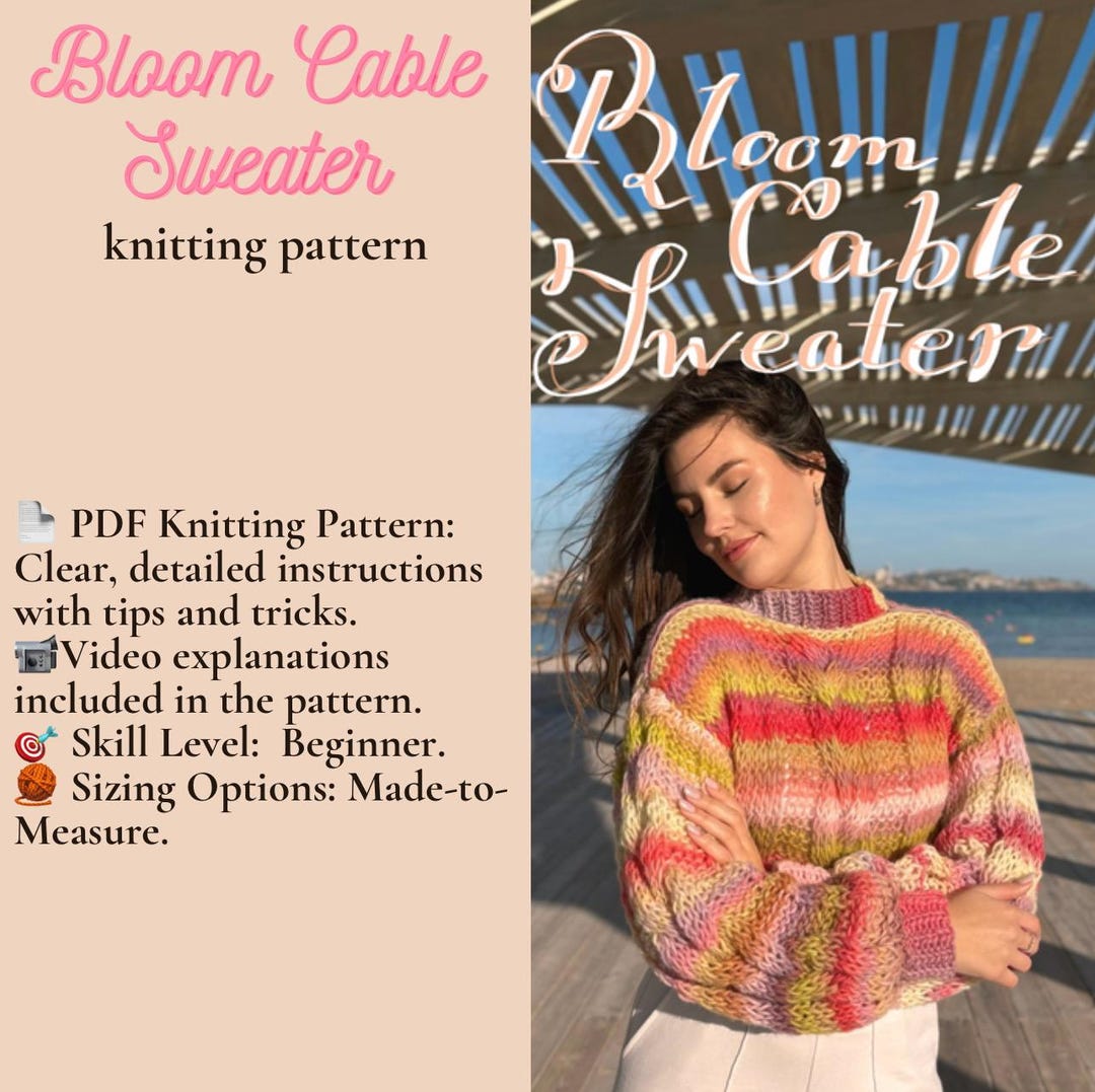 Bloom Cable Sweater Knitting Pattern - Etsy