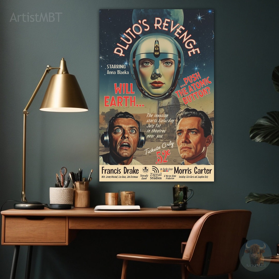 Pluto's Revenge, Concept Art on Heavy Weight Poster Photo Paper 175gsm, Retro Sci Fi Movie ...