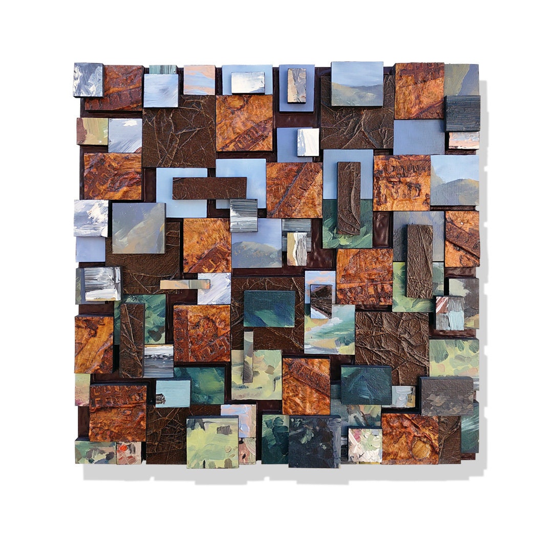 One of a Kind Painting 12x12x1.5 Inches | Painted Wood Tiles | Acrylic ...