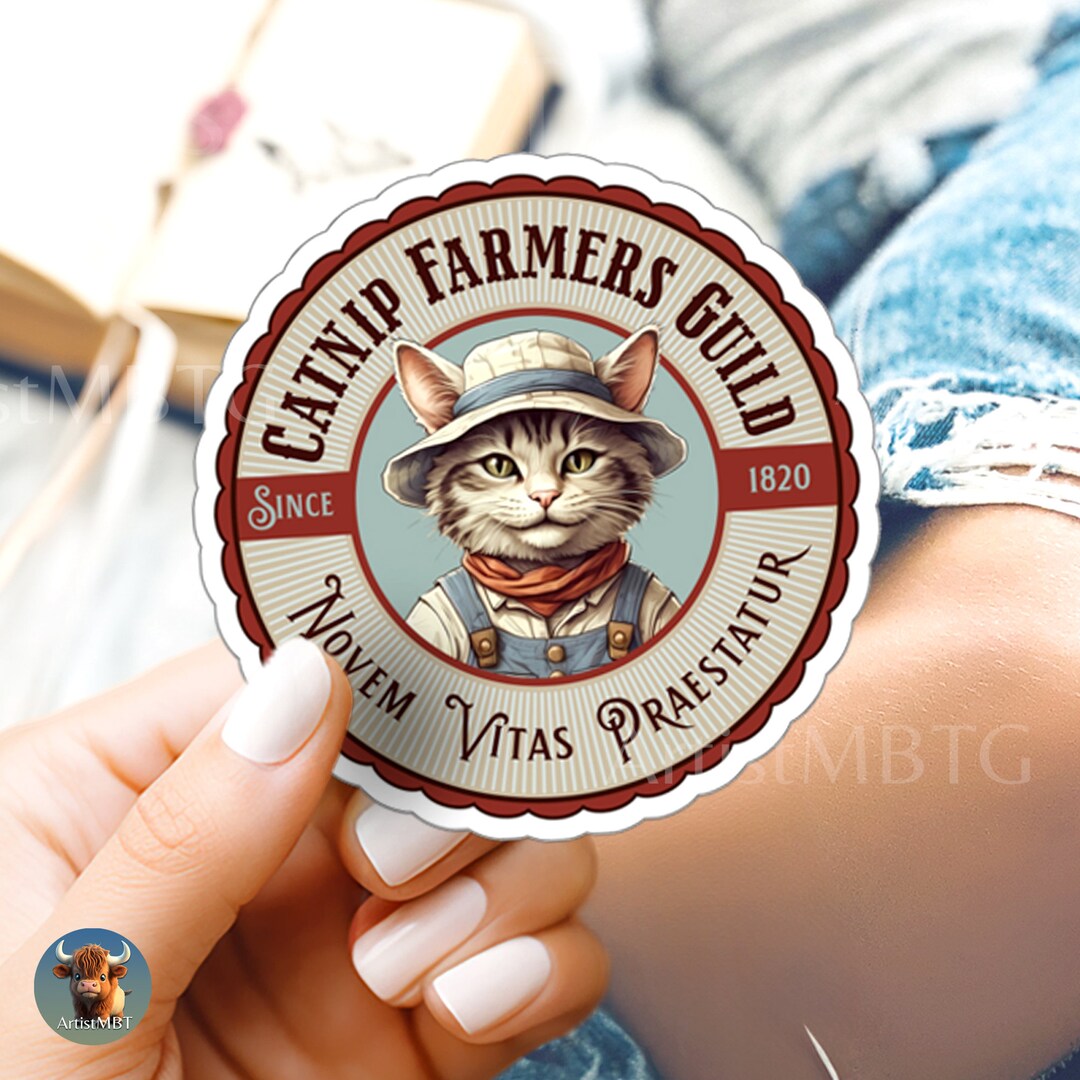 Catnip Farmers Guild, Kiss-cut Stickers, Cute Sticker, Plant and Cat ...