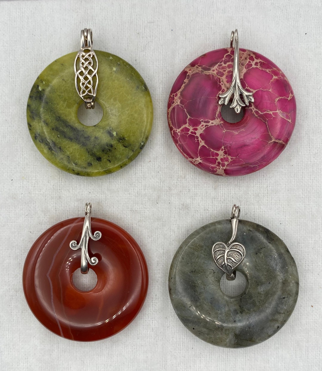 40 Mm Diameter Donut Stone Pendant With Sterling Silver Bail - Etsy