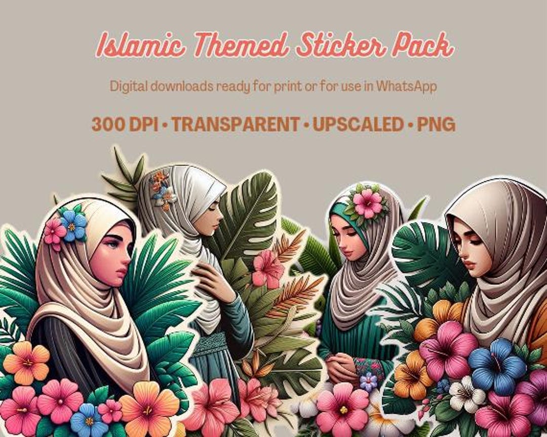 Islamic Stickers Ready to Print or for Whatsapp. Muslim Lady in Hijab ...