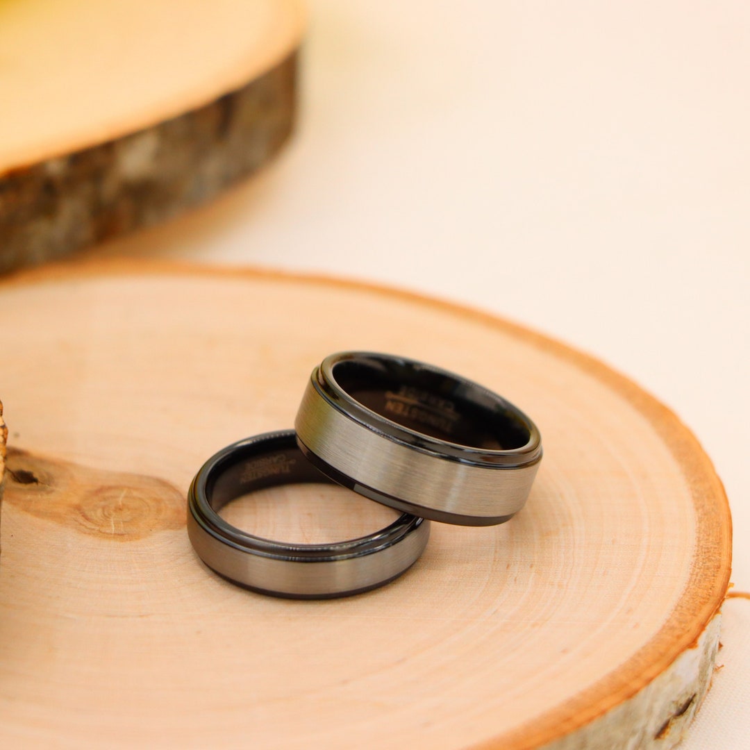 Gunmetal Couples Ring, Custom Engraved Ring, Promise Rings, Wedding ...
