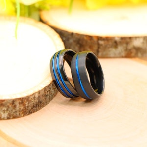 Law Enforcement Wedding Ring, Tungsten Wedding Bands, Black Blue ...