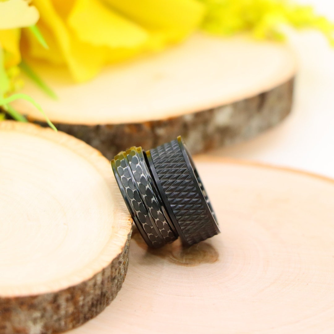 Black Parallelogram Wedding Band, Tungsten Carbide Ring, Mens Jewelry ...