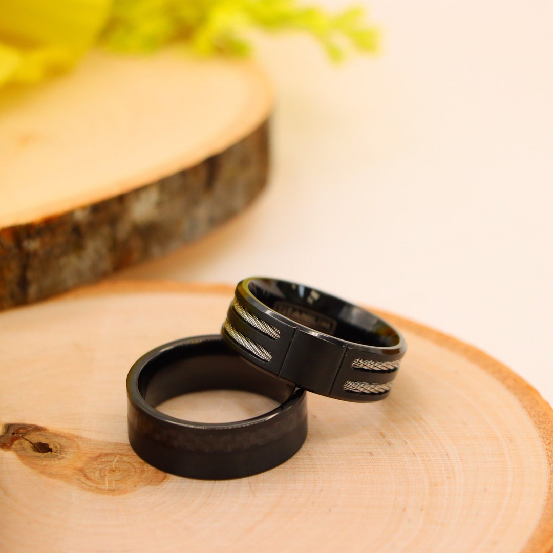 Titanium Wedding Ring, Mans Engagement Ring, Mens Titanium Cable Ring ...