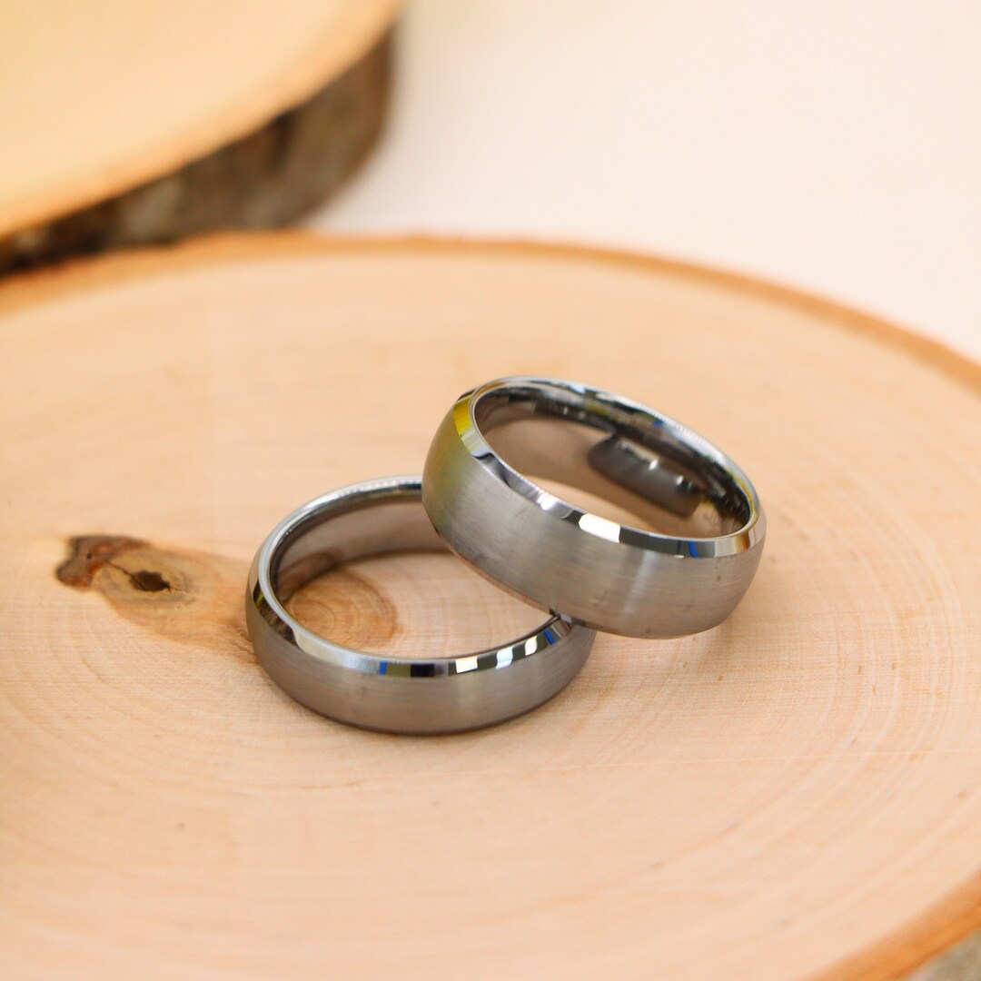 Dome Shaped Tungsten Wedding Band, 8mm Comfort Fit Ring, Polished Edges ...