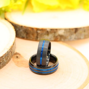 Law Enforcement Wedding Ring, Tungsten Wedding Bands, Black Blue ...