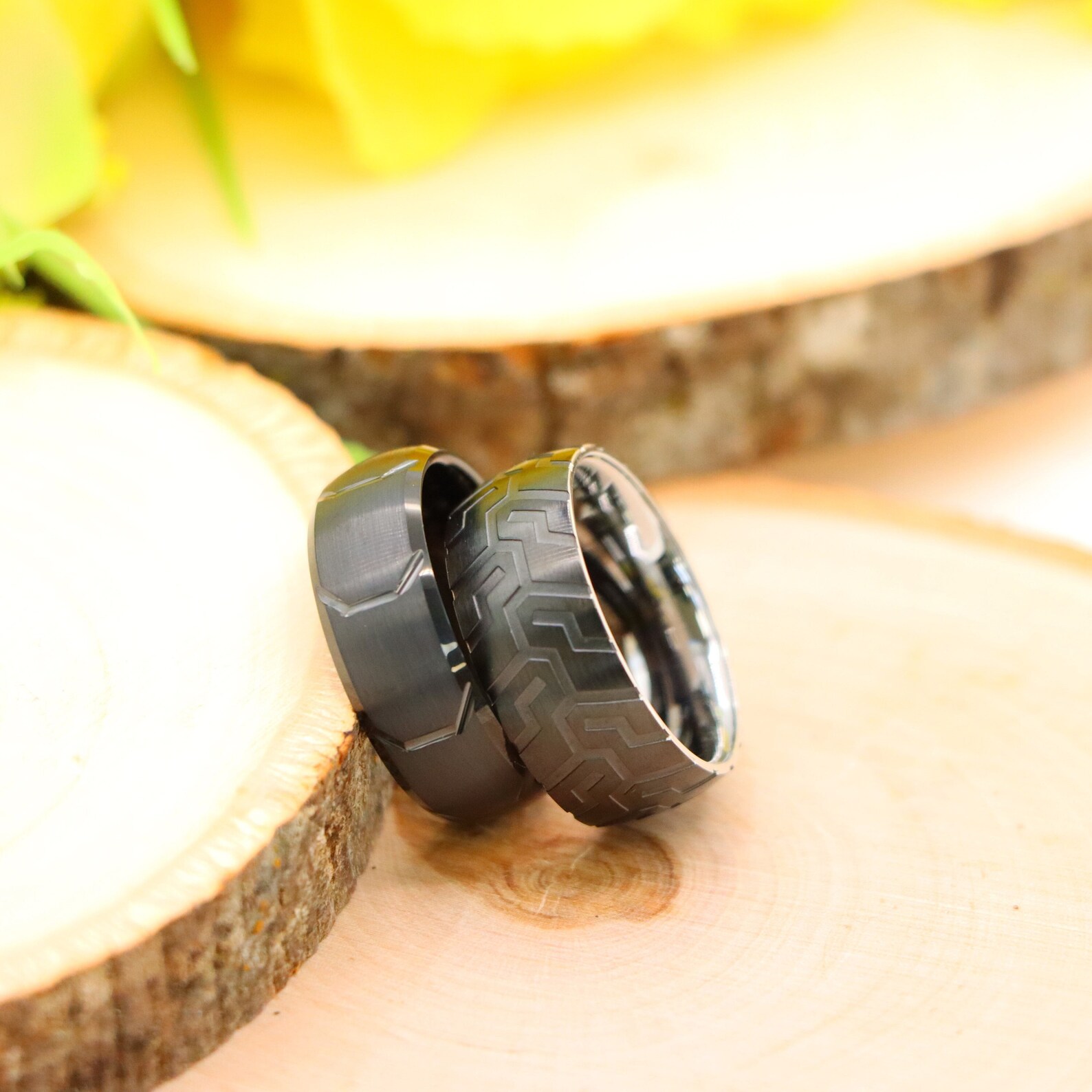 Black Tungsten Ring, Tire Design Ring, Tungsten Carbide Ring, Matte ...