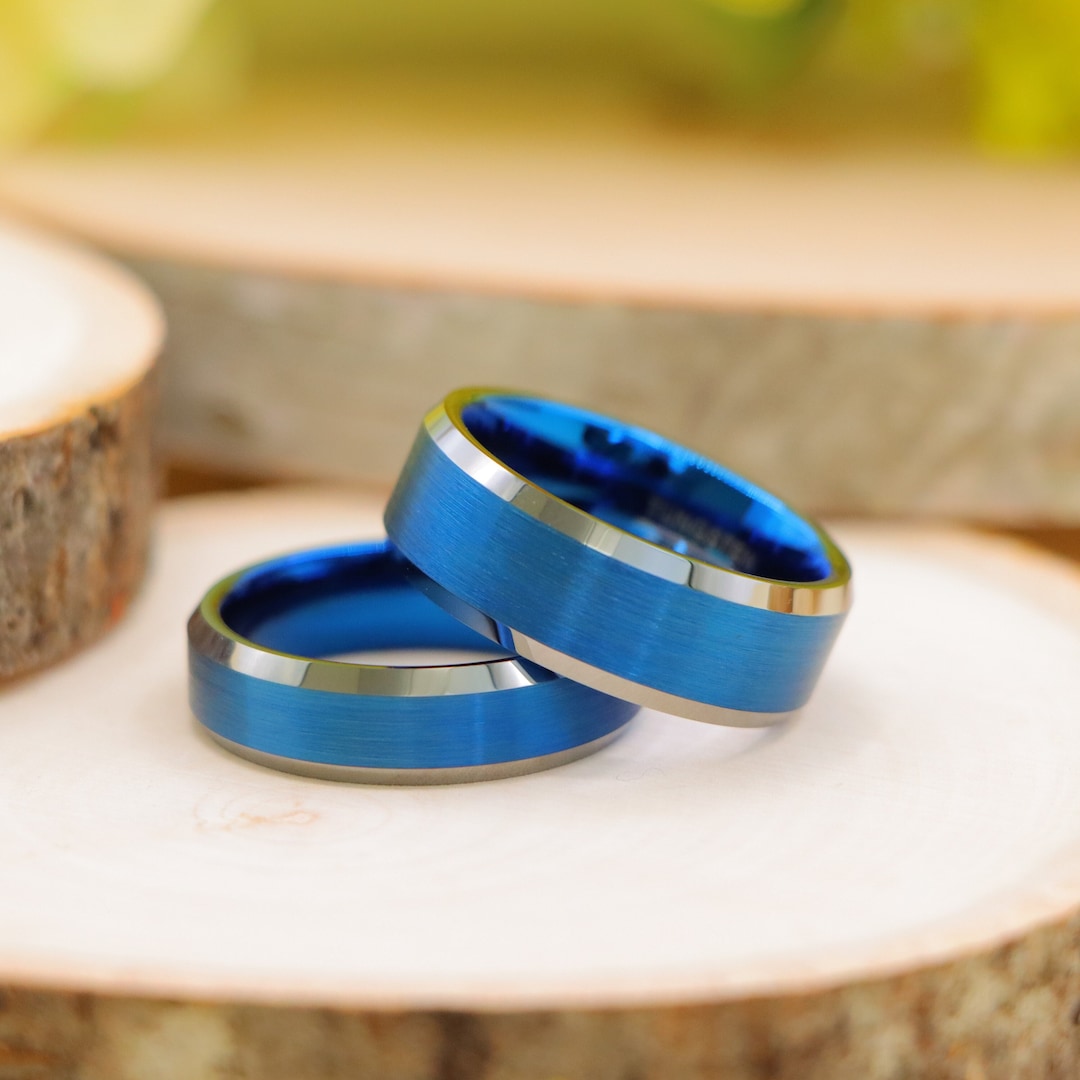 Blue Tungsten Wedding Bands