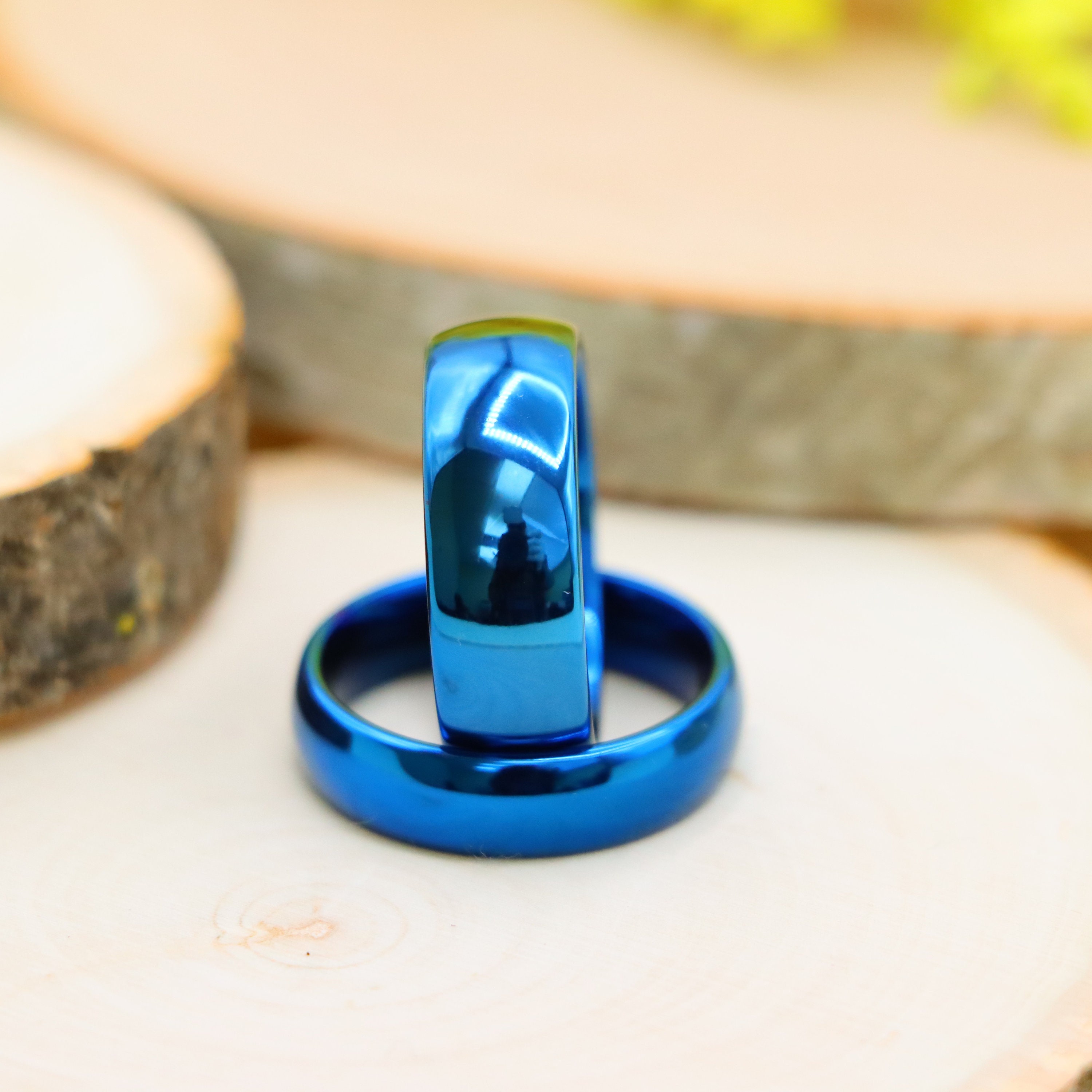 Blue Men's Ring, Blue Engagement Band, Men's Blue Ring, Couple Matching ...