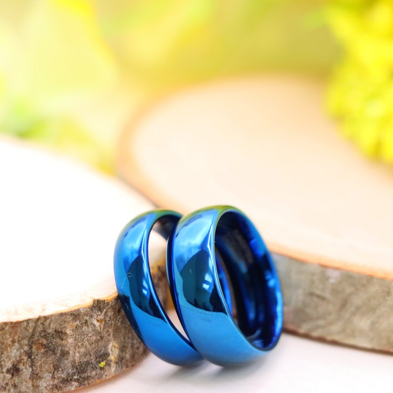 Blue Men's Ring, Blue Engagement Band, Men's Blue Ring, Couple Matching ...