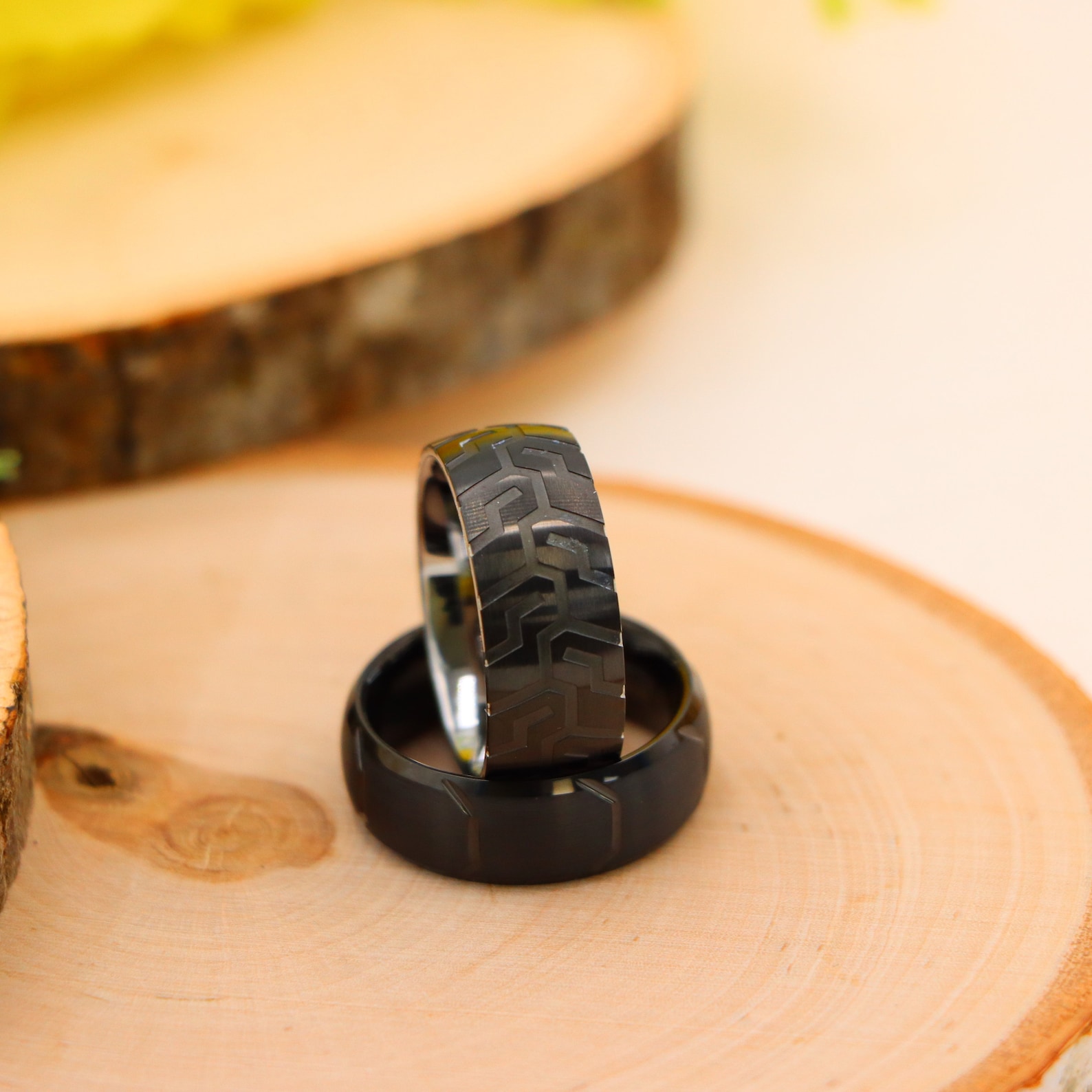 Black Tungsten Ring, Tire Design Ring, Tungsten Carbide Ring, Matte ...
