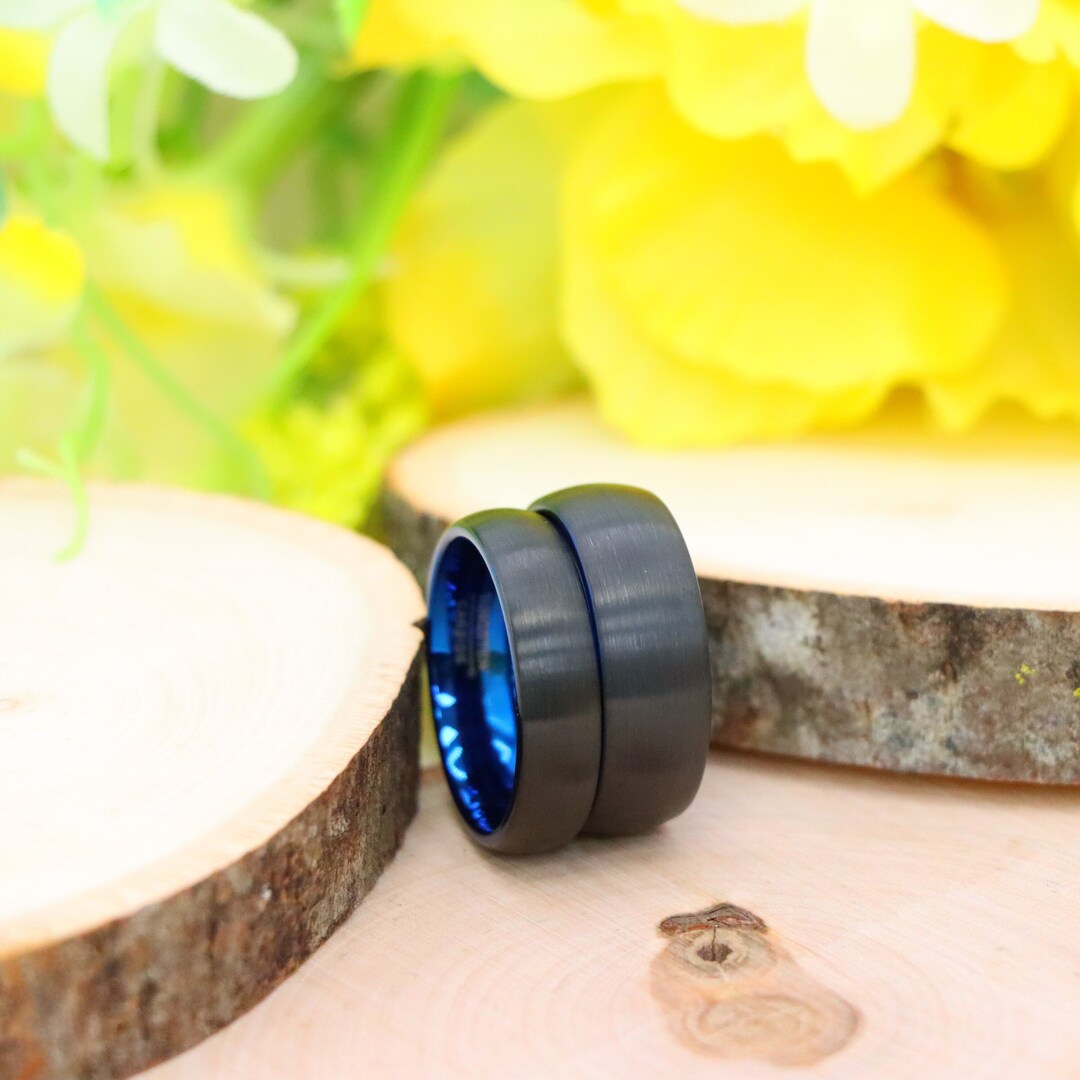 8mm 6mm, Brushed Black Ring, Matching Ring, Promise Ring for Couple ...