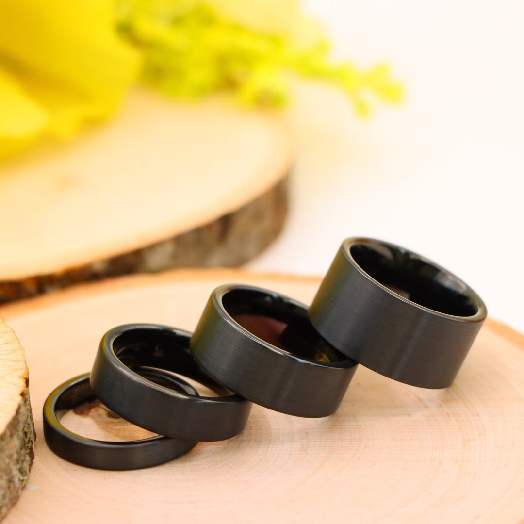 Black Couple Rings, Tungsten Wedding Bands, Matching Couple Rings ...