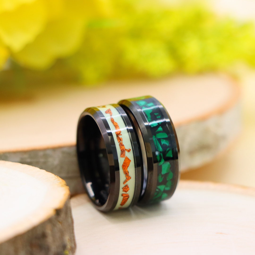 Black Tungsten Ring, Anniversary Ring, Unique Tungsten Ring, Copper ...