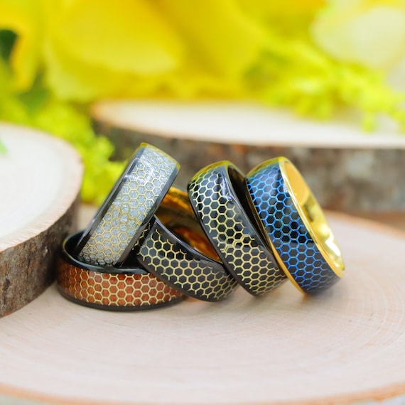 Bee honeycomb ring store