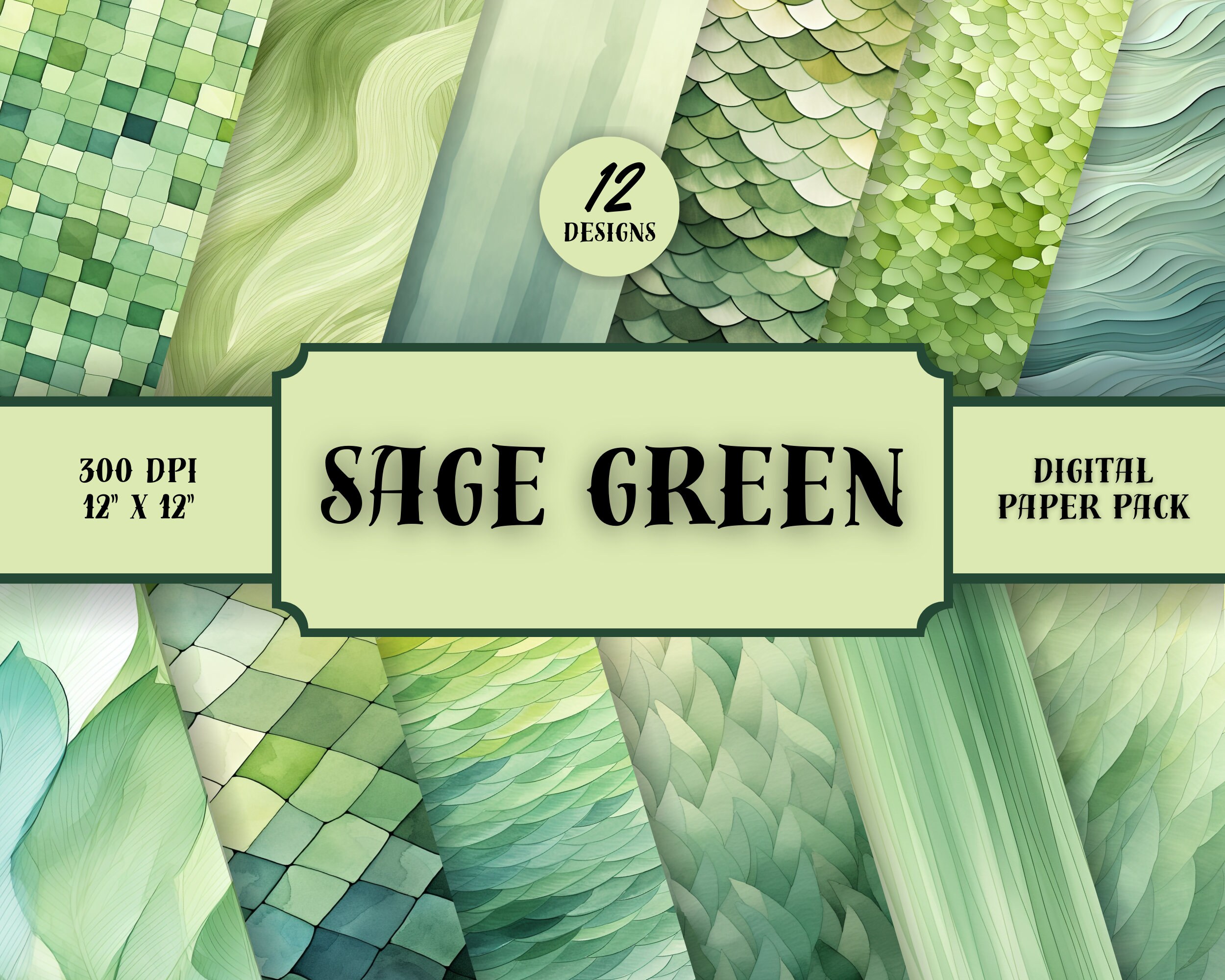 Sage Green Digital Paper Seamless Design Pattern Backgrounds Scrapbook ...