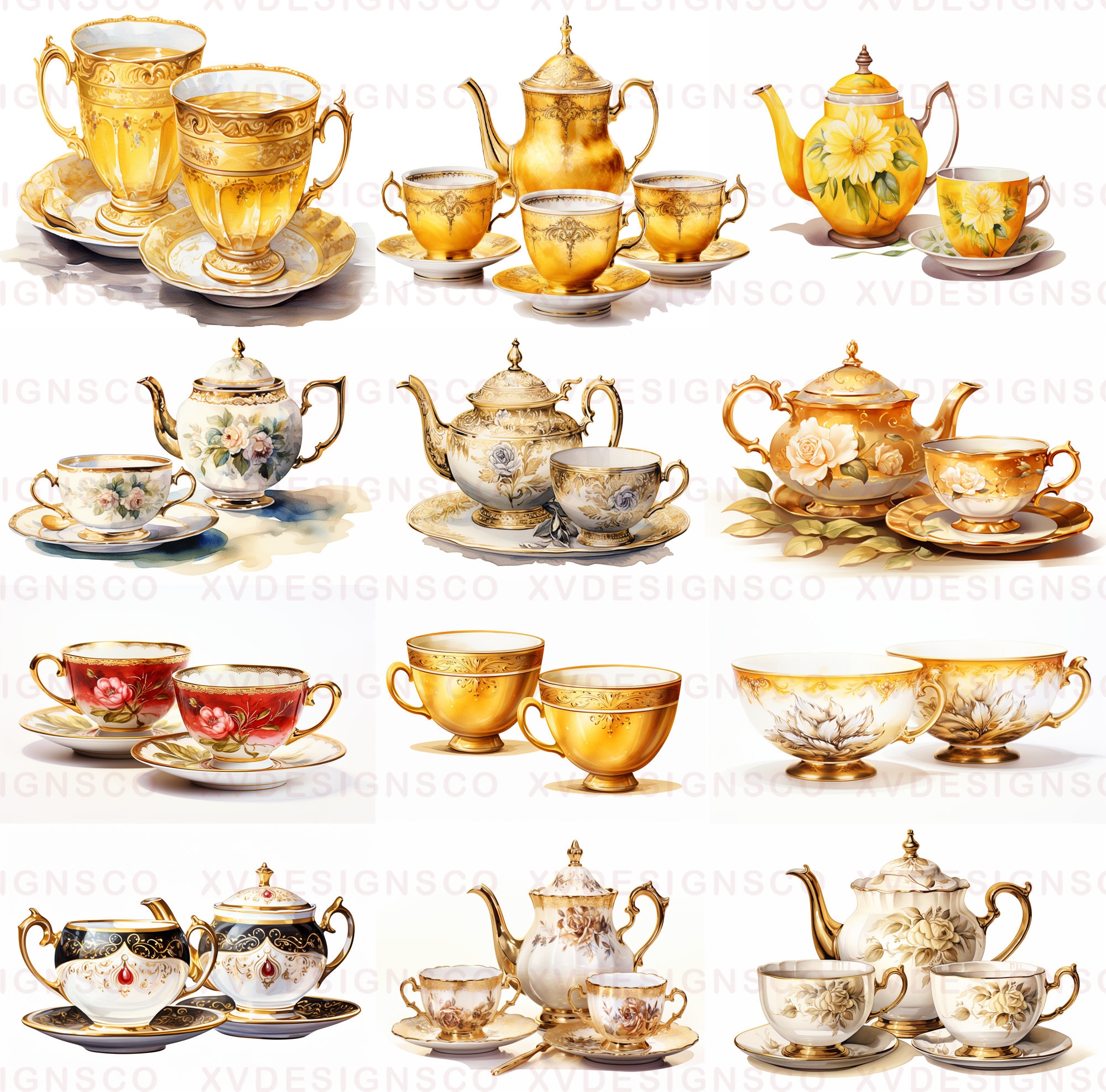 Teacup Clipart PNG Bundle Tea Party Clipart Clip Art Tea Party Decor ...