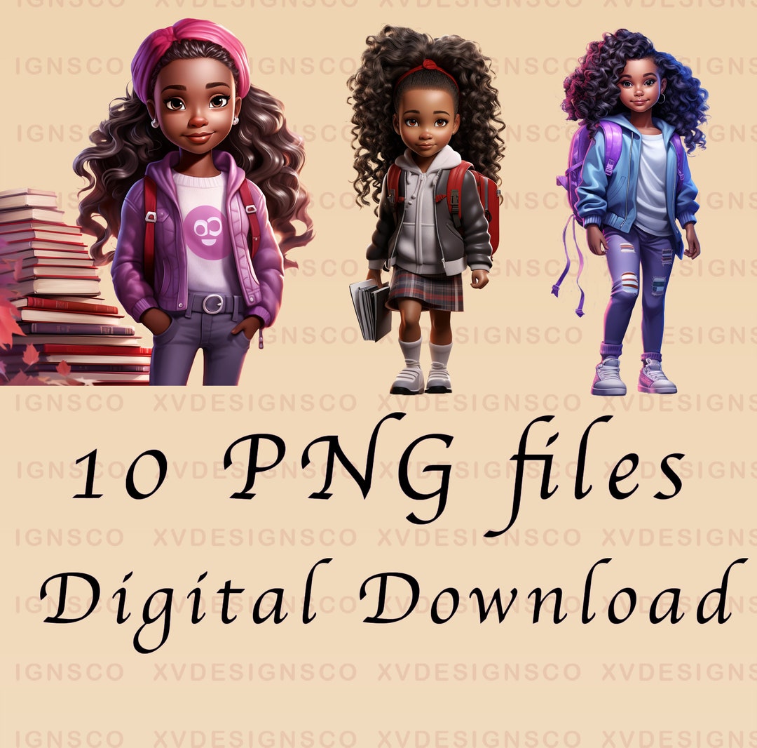 Black Girl PNG Bundle, Black Girl Books, African American Child, Cute ...