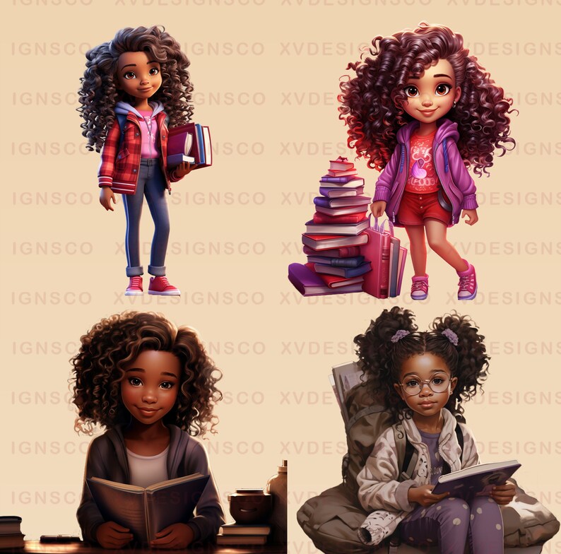 Black Girl PNG Bundle, Black Girl Books, African American Child, Cute ...