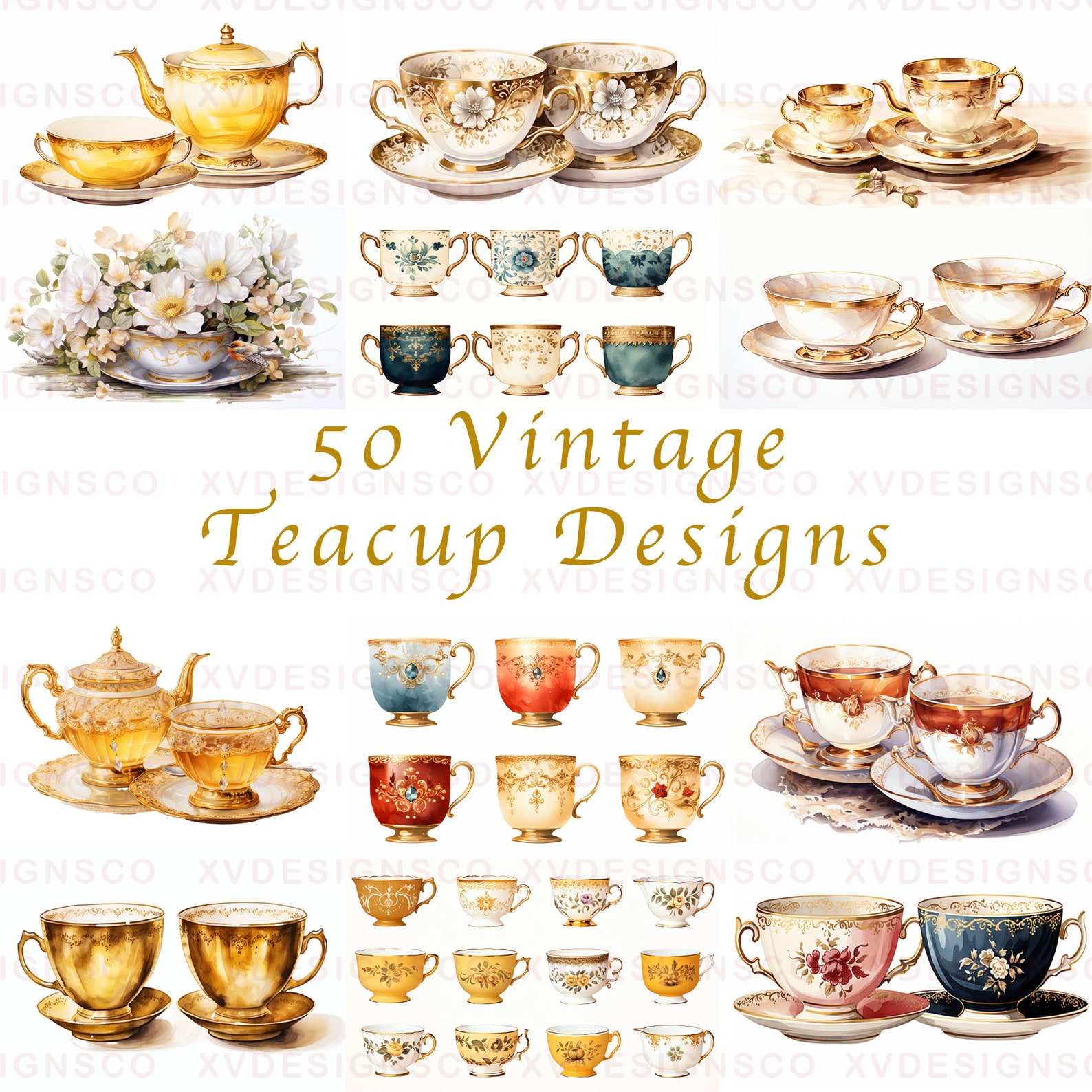 Teacup Clipart PNG Bundle Tea Party Clipart Clip Art Tea Party Decor ...