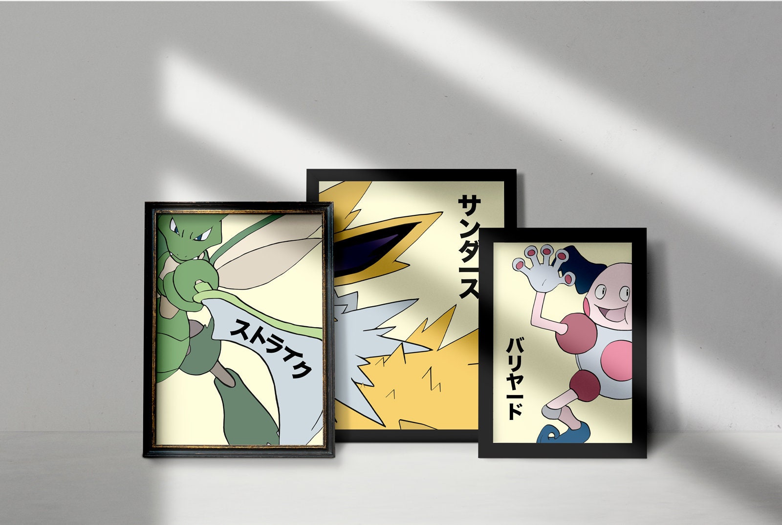 Japanese Pokemon Poster Set Jolteon Scyther Mr. Mime Ash Ketchum ...