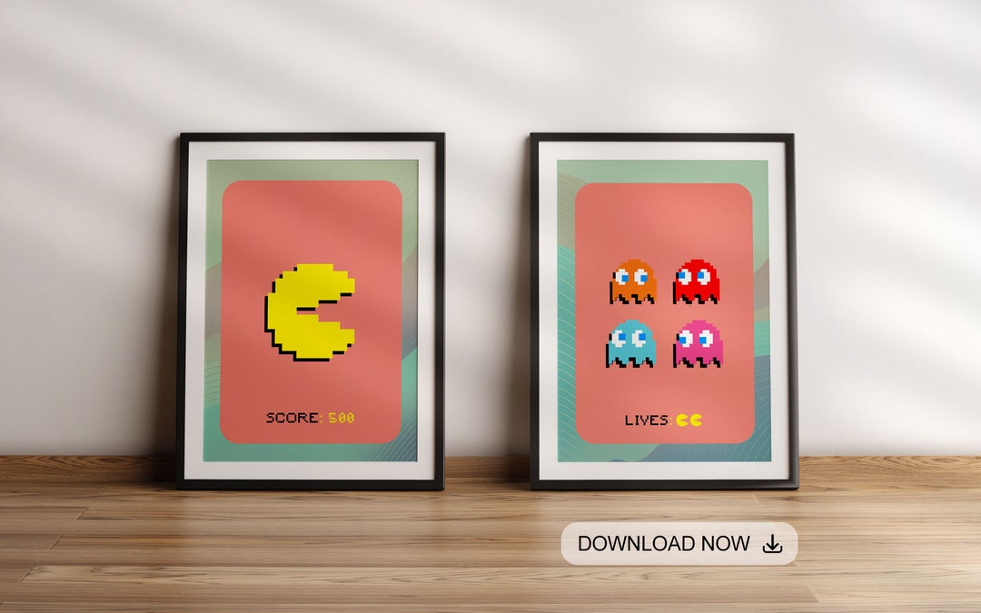 Retro Pacman Poster PAC-MAN Gaming 80's 90's - Etsy