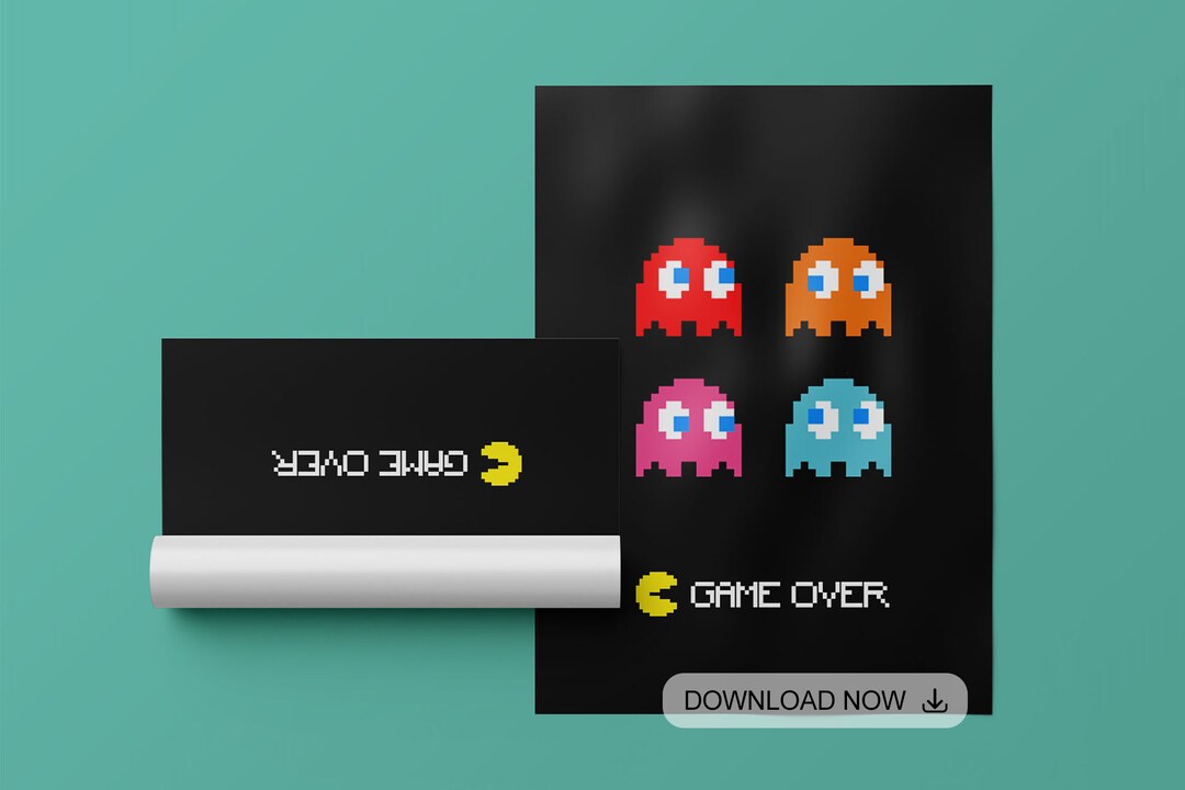Pac-man Game Over Retro Gamer Poster Retro Arcade - Etsy