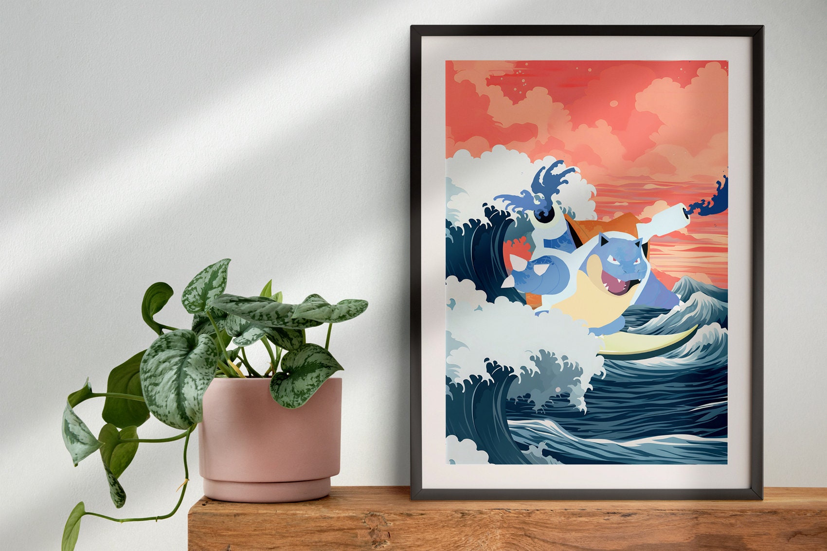Surfing Blastoise Japanese Style Pokemon Poster Ash Ketchum Digital ...