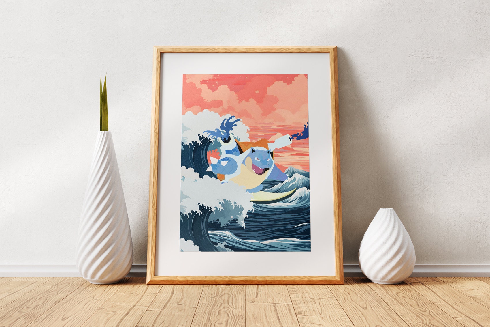 Surfing Blastoise Japanese Style Pokemon Poster Ash Ketchum Digital ...