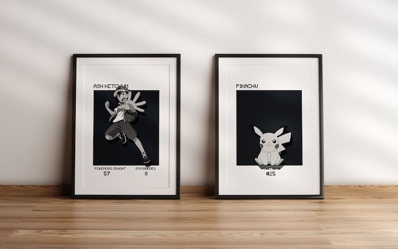 Ash Ketchum and Pikachu 3D Poster Pokemon Digital Wall - Etsy