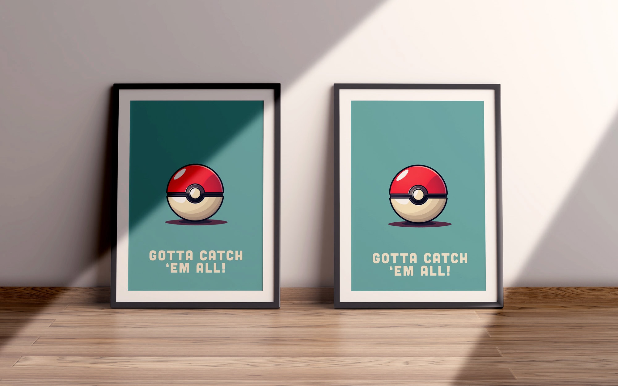Classic Pokeball Poster Gotta Catch 'em All in Retro Flat Design ...