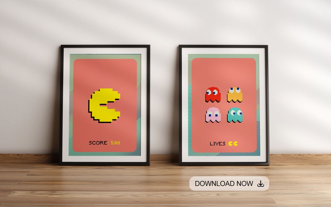 Retro Pacman Poster - PAC-MAN - Gaming - 80's - 90's - Wall Art - Gamer ...