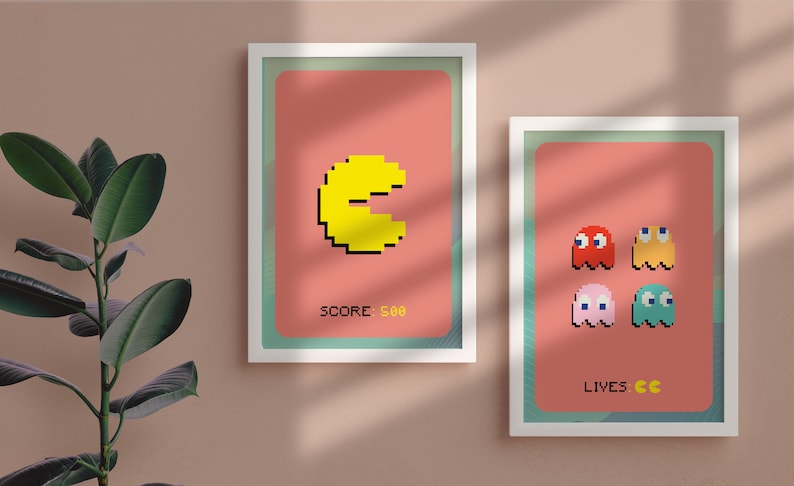 Retro Pacman Poster - PAC-MAN - Gaming - 80's - 90's - Wall Art - Gamer ...