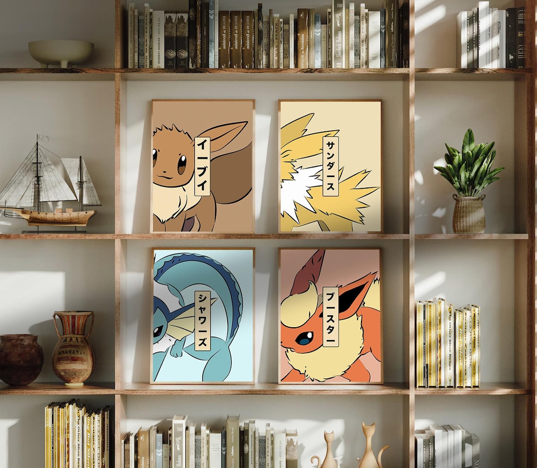 Eeveelutions Pokemon Poster Set - Japanese - Eevee - Vapereon - Jolteon ...