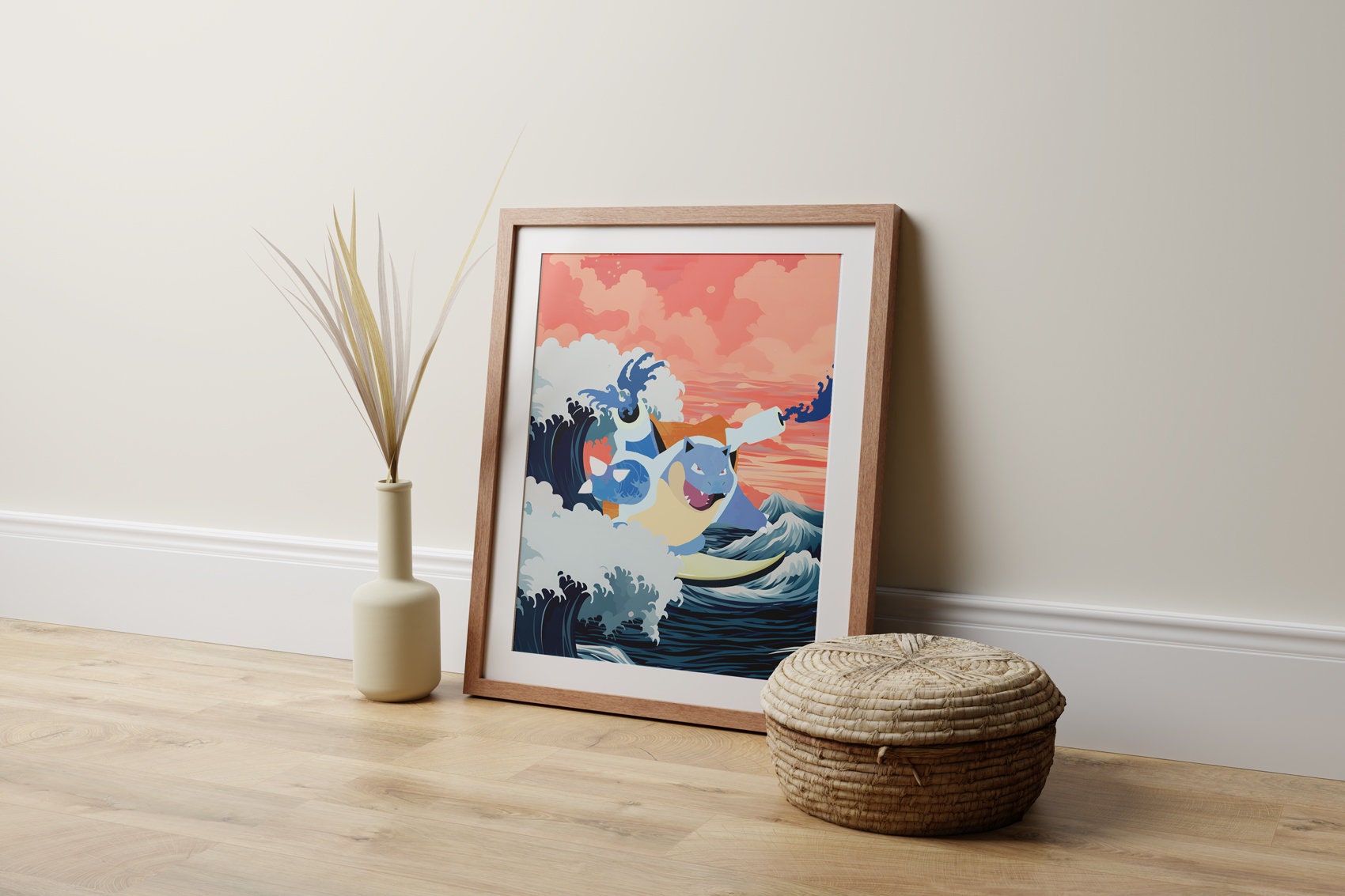 Surfing Blastoise Japanese Style Pokemon Poster Ash Ketchum Digital ...