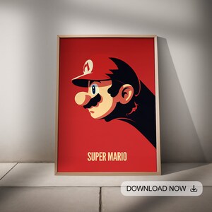 Retro Super Mario Bros Poster Set of 2 Digital Prints - Mario Luigi ...