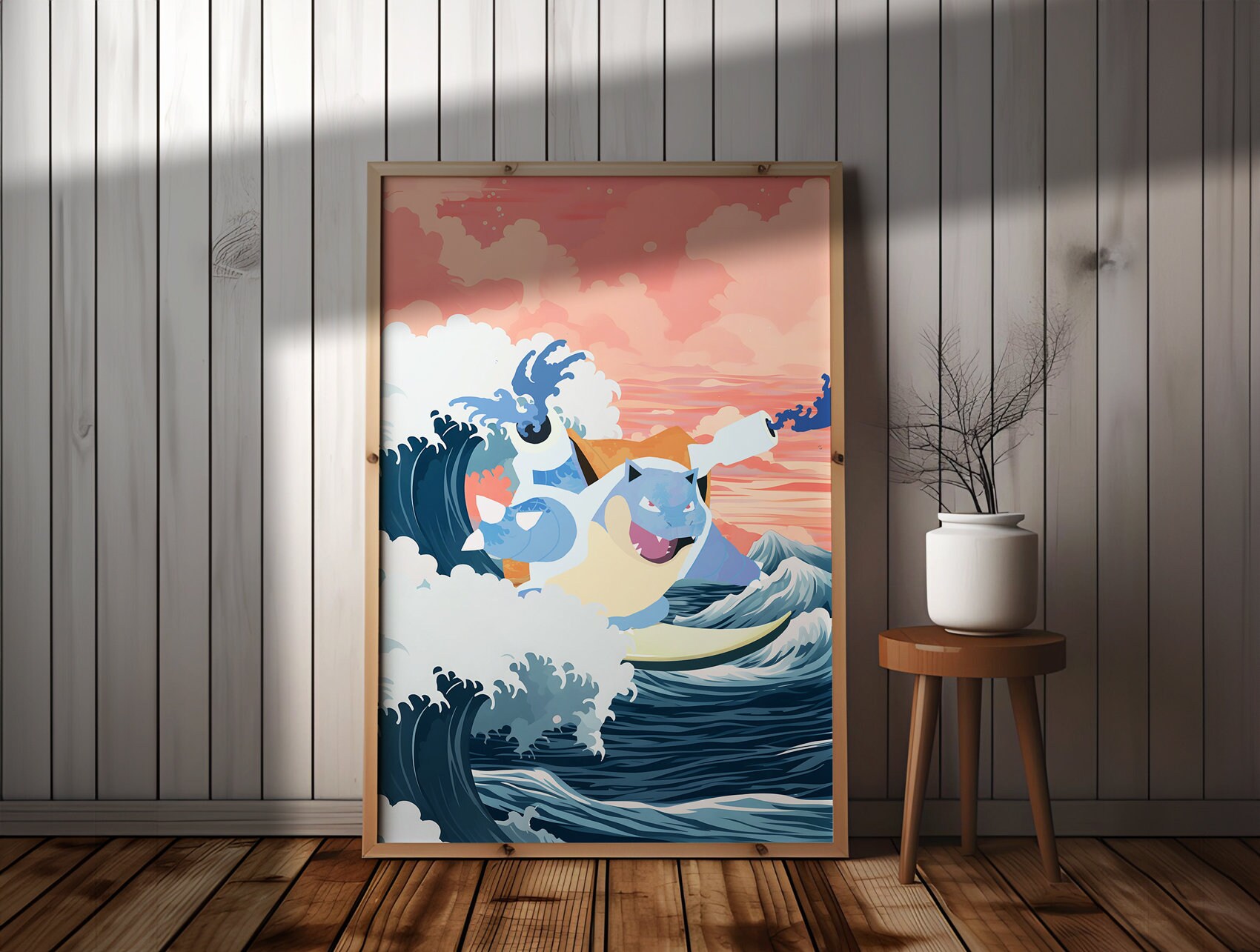 Surfing Blastoise Japanese Style Pokemon Poster Ash Ketchum Digital ...