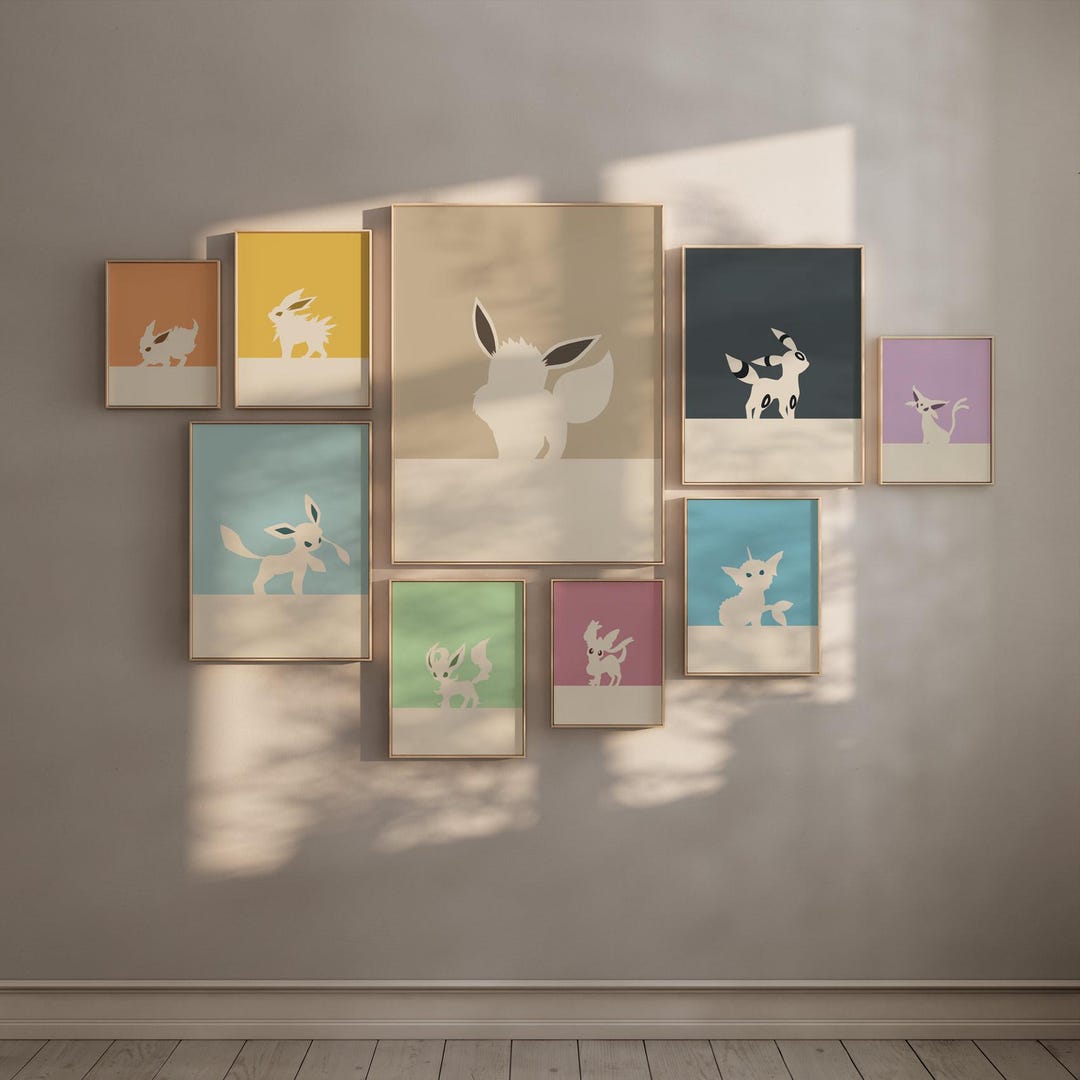 Minimalistic Eeveelutions Posters - Eevee - Vapereon - Sylveon - Espeon ...