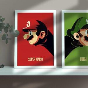 Retro Super Mario Bros Poster Set of 2 Digital Prints - Mario Luigi ...