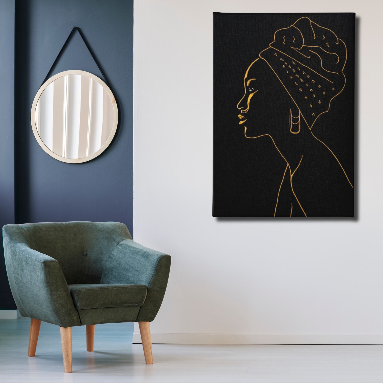 Black Girl, Modern Wall Art , Line Wall Art, Modern Wall Art Decor ...