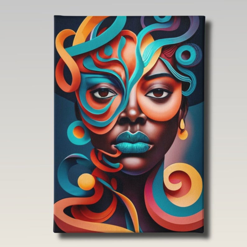 Abstract Black Beauty African American Afro Art Black Women Art Ready ...