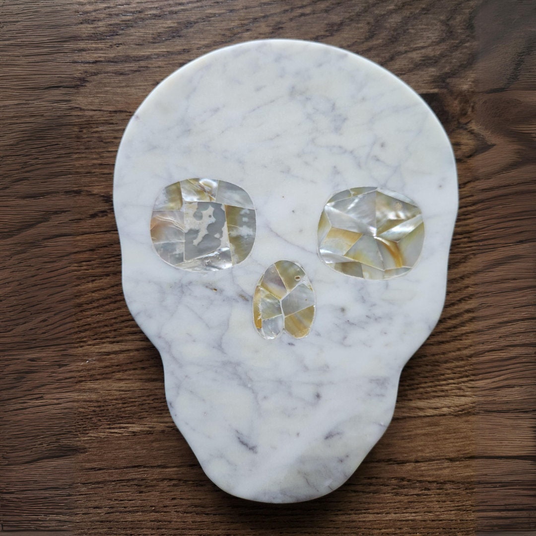 Marble Skull Charcuterie Cheese Board Halloween Skeleton Platter ...