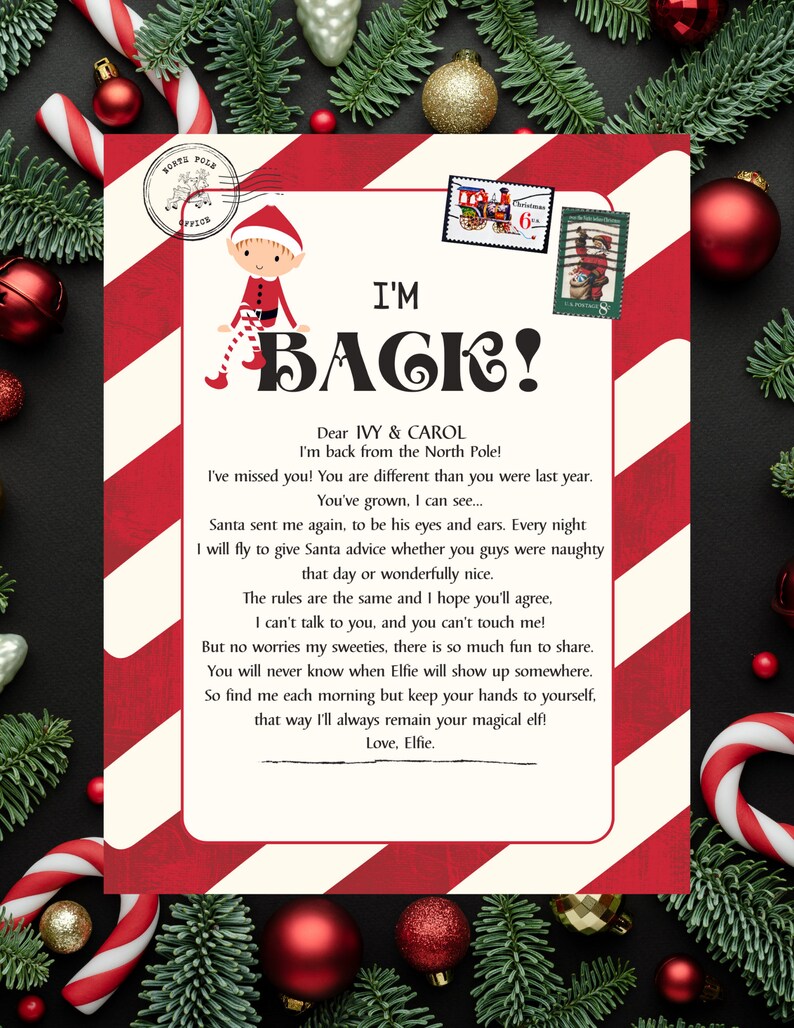 Hello and Goodbye Letter From Elf, Letter for Siblings, I'm Back Elf ...