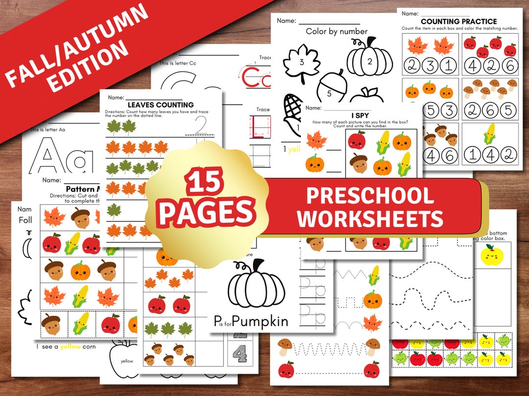 Printable Fall Autumn Season Theme Preschool Activity Bundle Learning ...