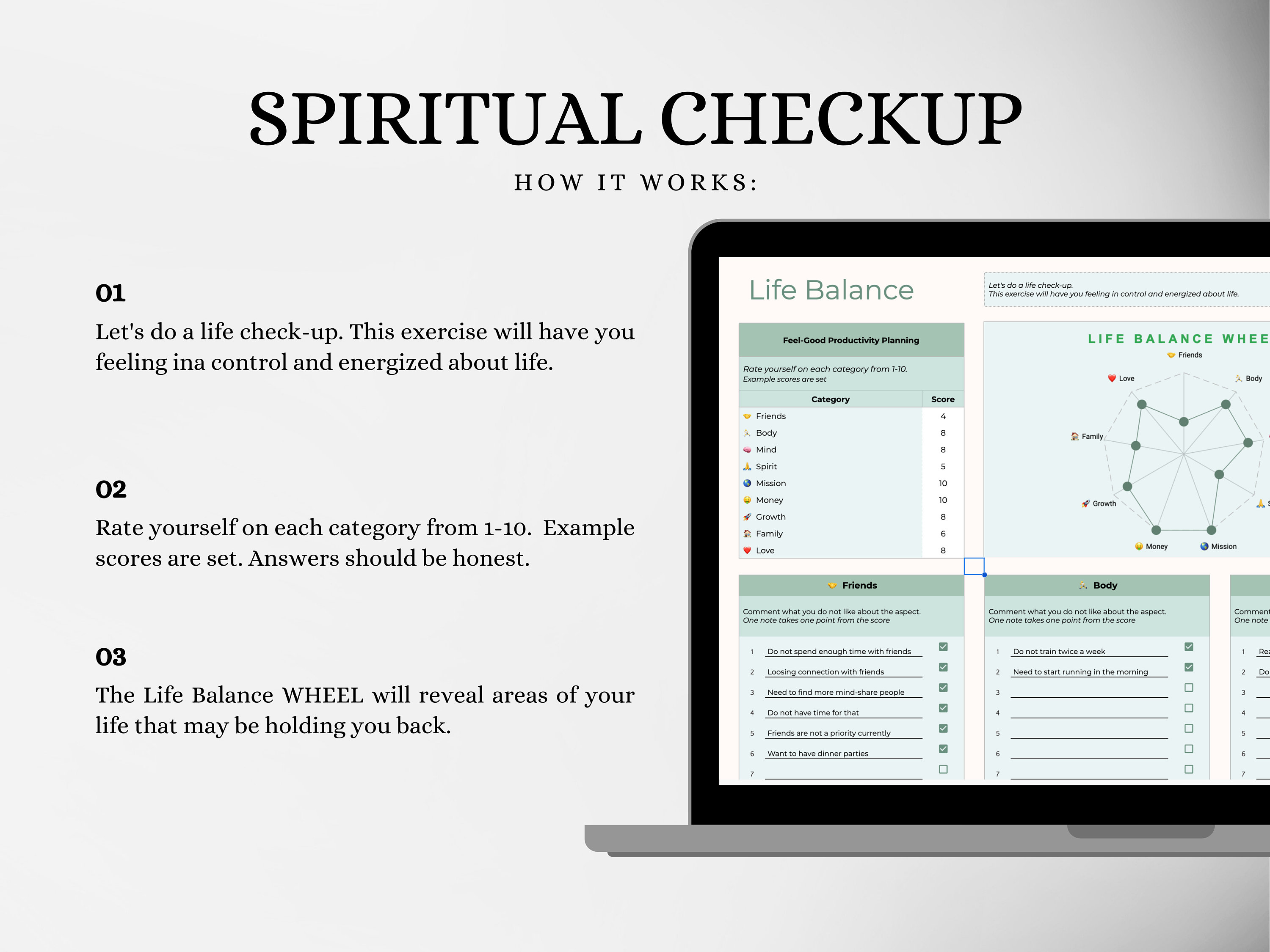LIFE BALANCE CHECKUP Spiritual Analysis Goal Planner Work-life Balance ...