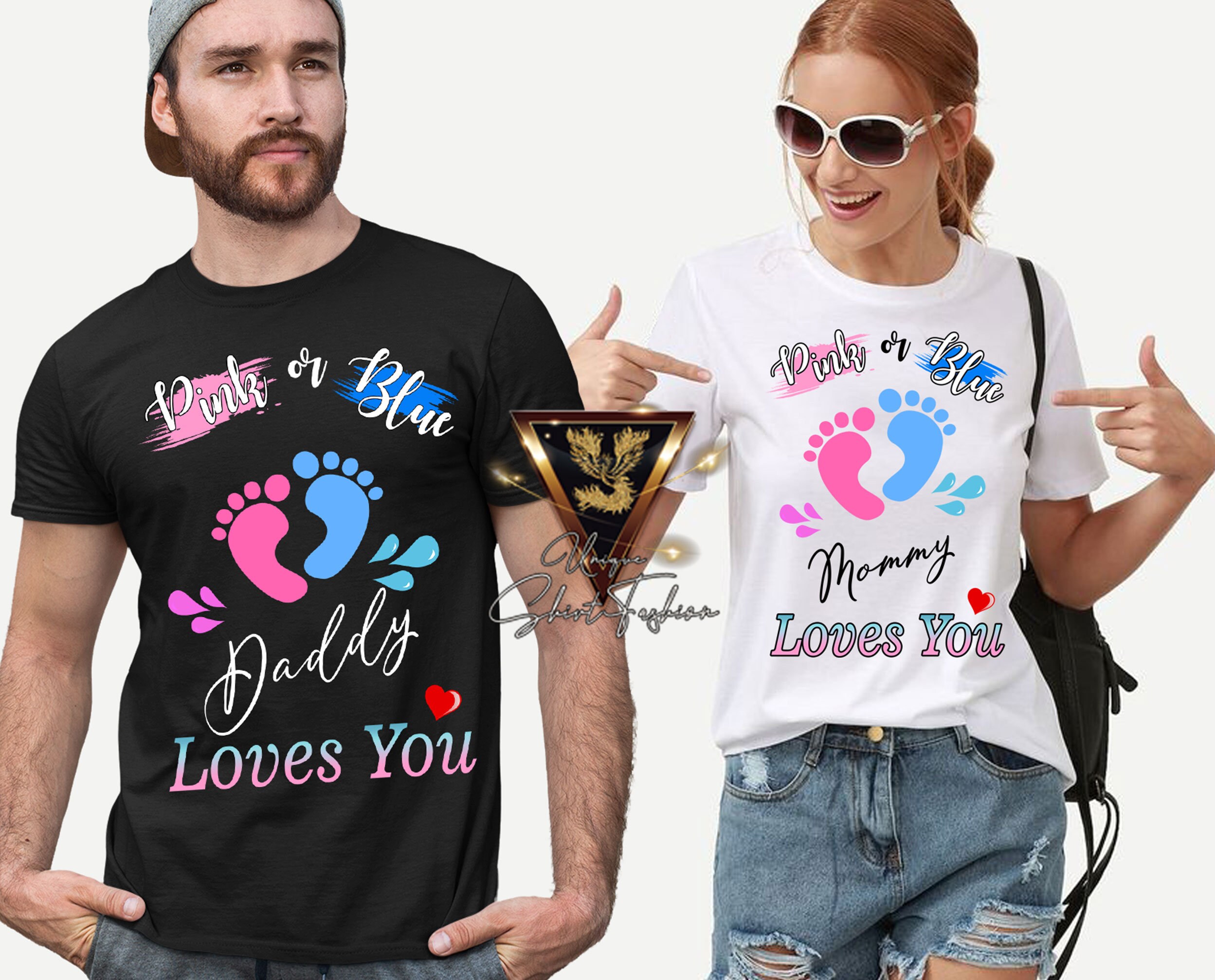 Baby Shower Party Gender Reveal Party Shirts Pink or Blue We Love You ...