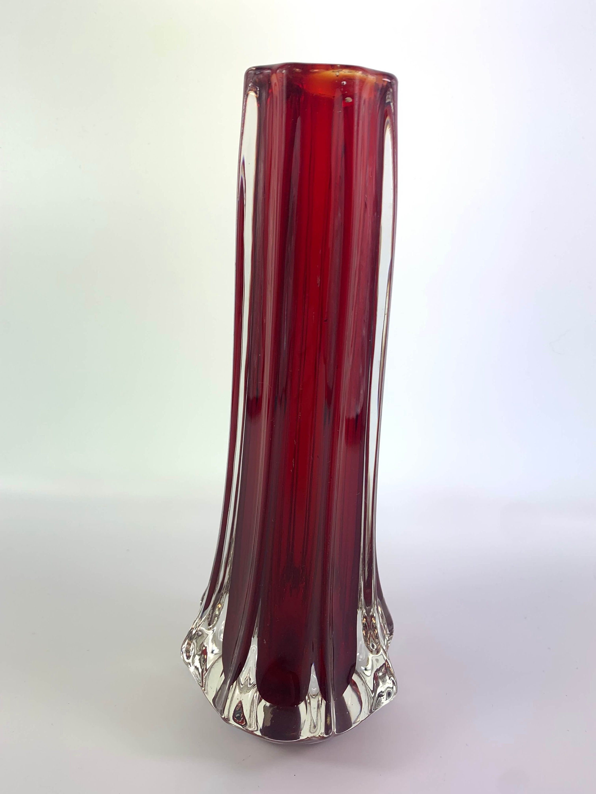 Rare Ruby Red Glass Vase Whitefriars Geoffrey Baxter 9781 Vintage Gift ...